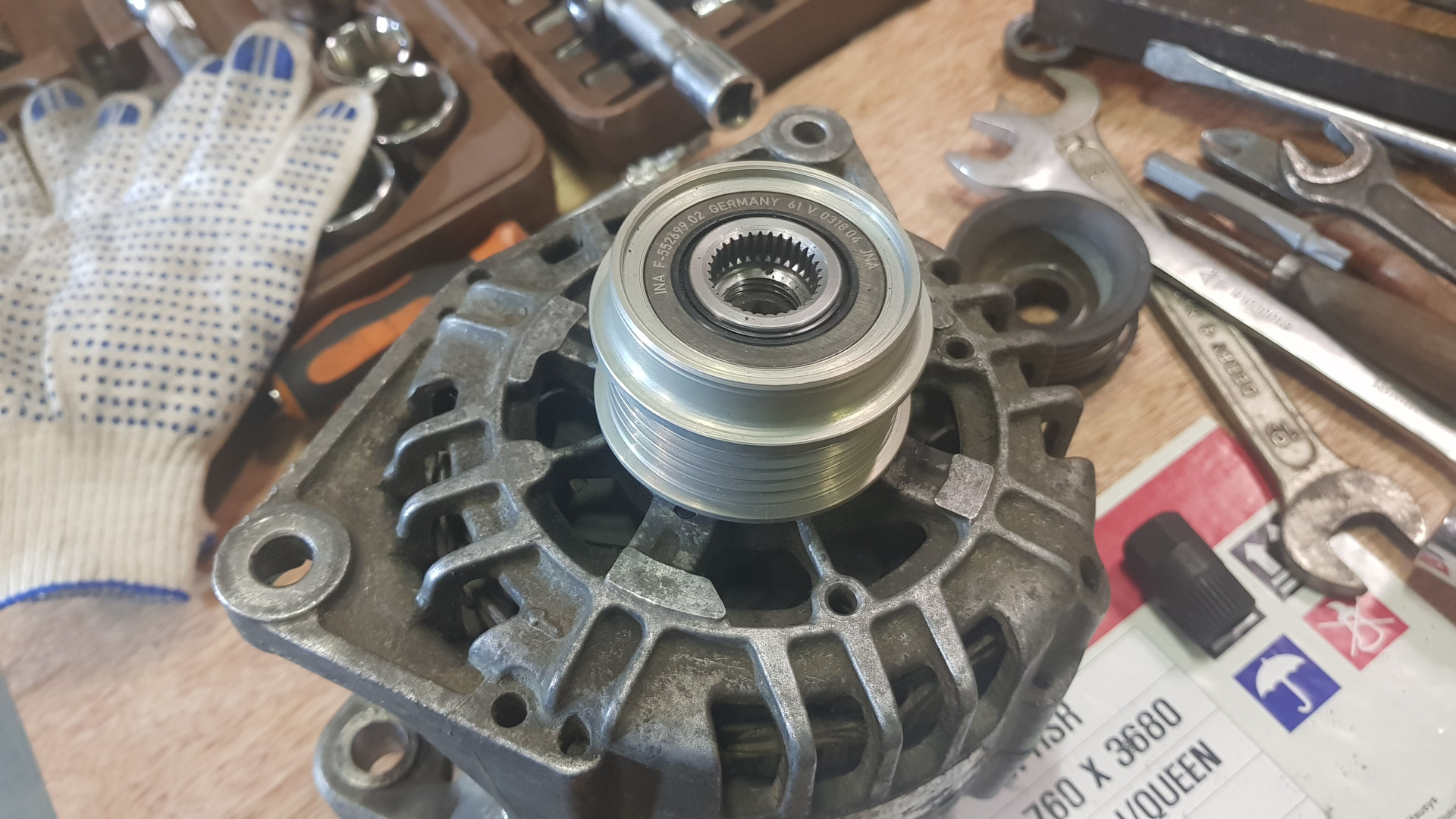 Генератор 120А. Обгонная муфта. — Volkswagen Passat B5, 1,8 л, 2004 ...