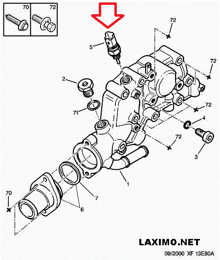 Датчик температуры двигателя — Peugeot 307, 1,4 л, 2003 года | своими ...
