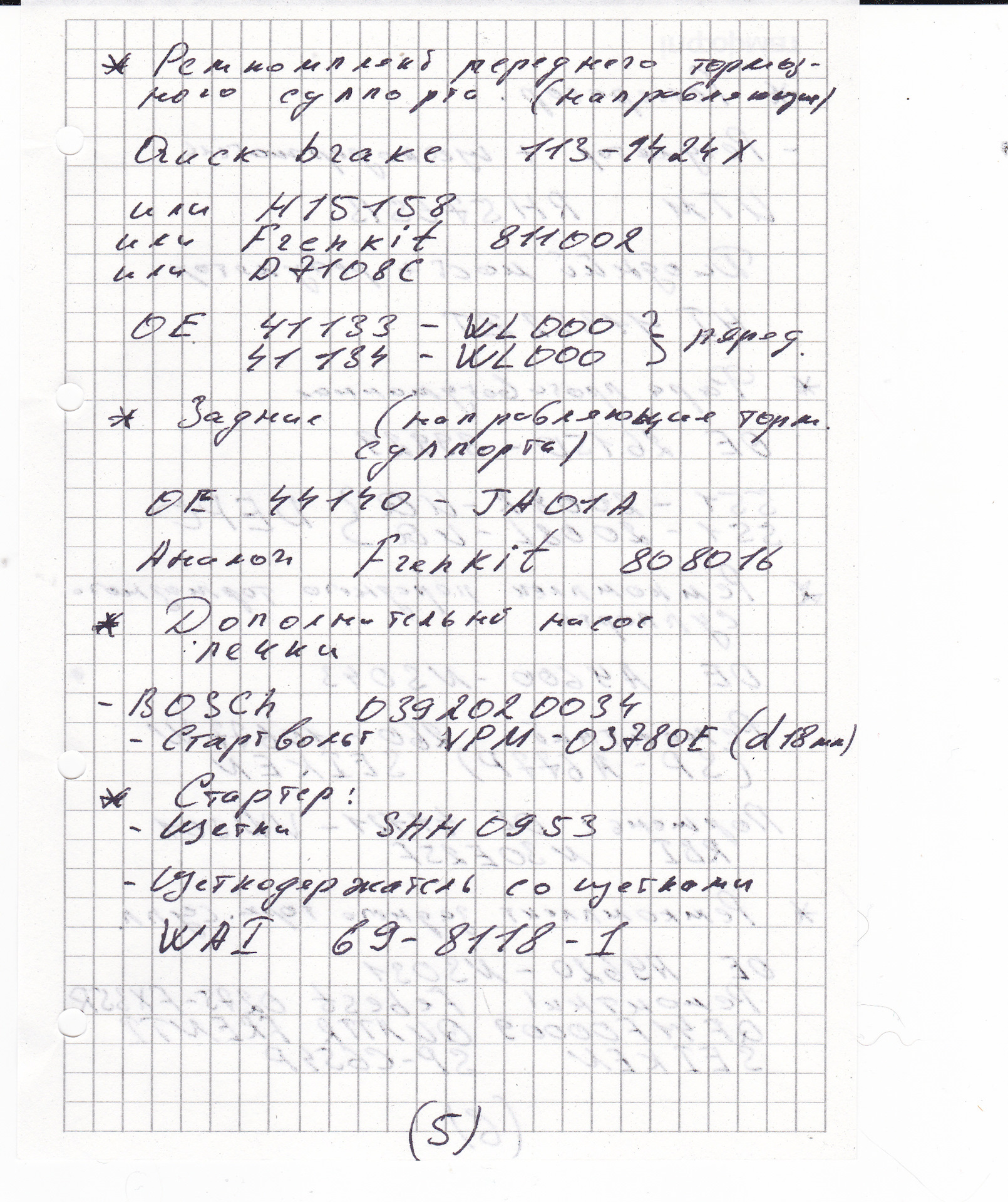 Рукописные наработки по запчастям OEM номера и аналоги — Nissan Presage ...