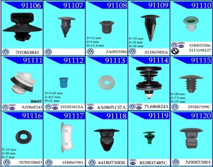 Клипсы используемые в Volkswagen, Skoda, Audi (VAG) и их артикулы ...