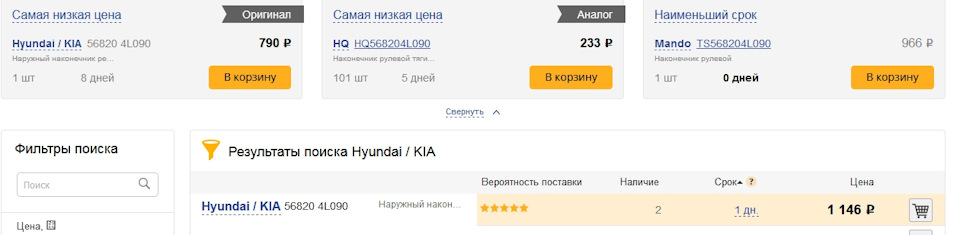 568204L090 Наконечник рулевой тяги KIA HYUNDAI | Запчасти на DRIVE2