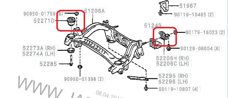 №19 Шайбы в подрамник, подушки в задний редуктор — Toyota Mark II (100 ...