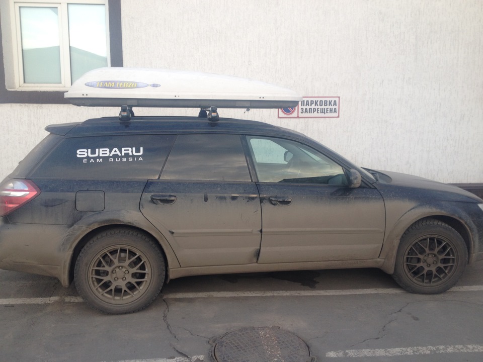 Бокс на крышу и поперечины — Subaru Outback (BP), 3 л, 2007 года ...