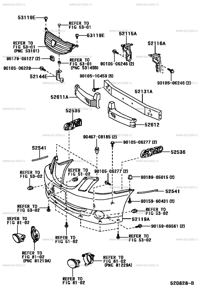 #2065. — 52-01 — Front bumper & bumper stay — Передний бампер. — DRIVE2