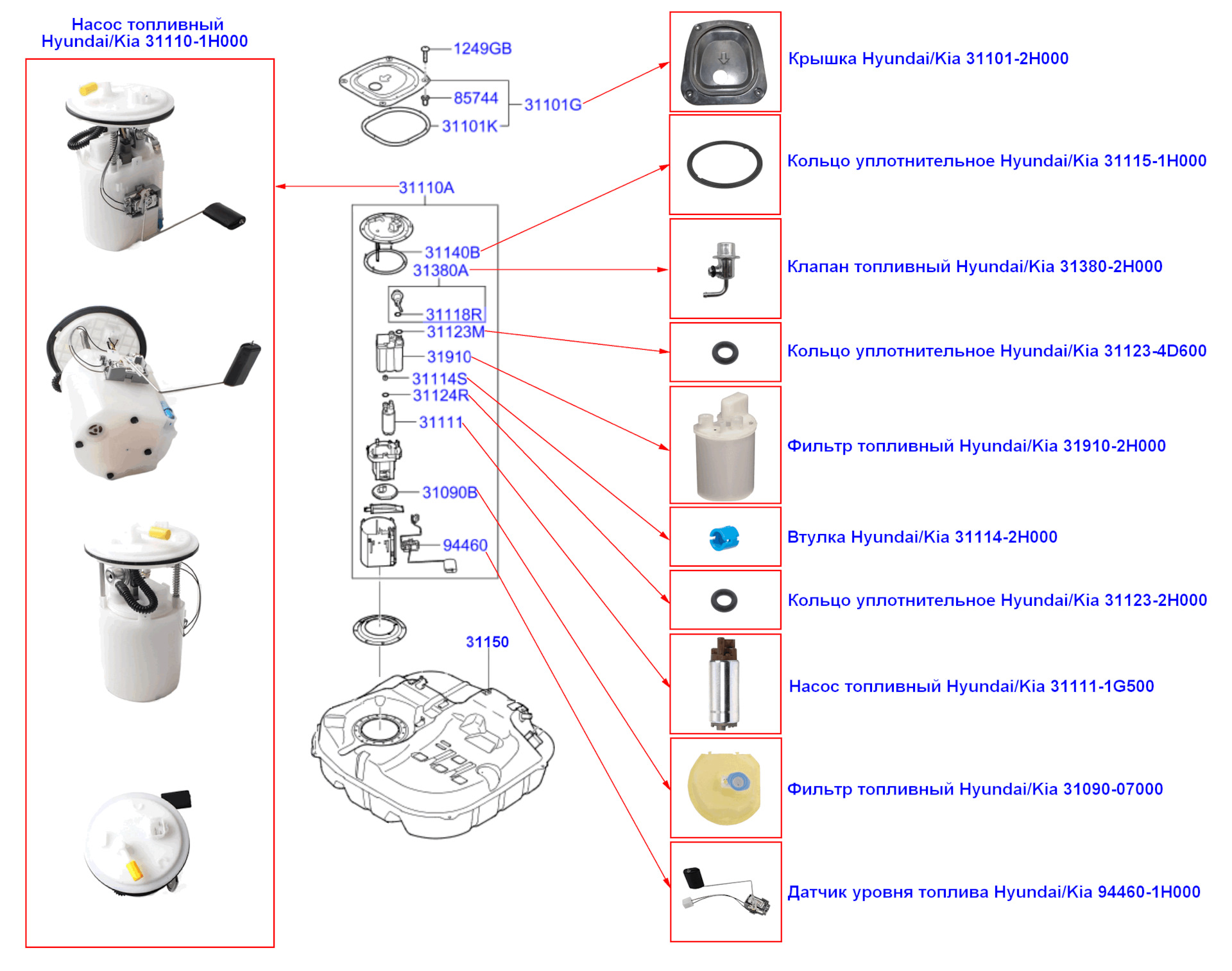 №5. KIA Ceed ED (FL). Замена топливного фильтра Hyundai/Kia 31910-2H000 ...