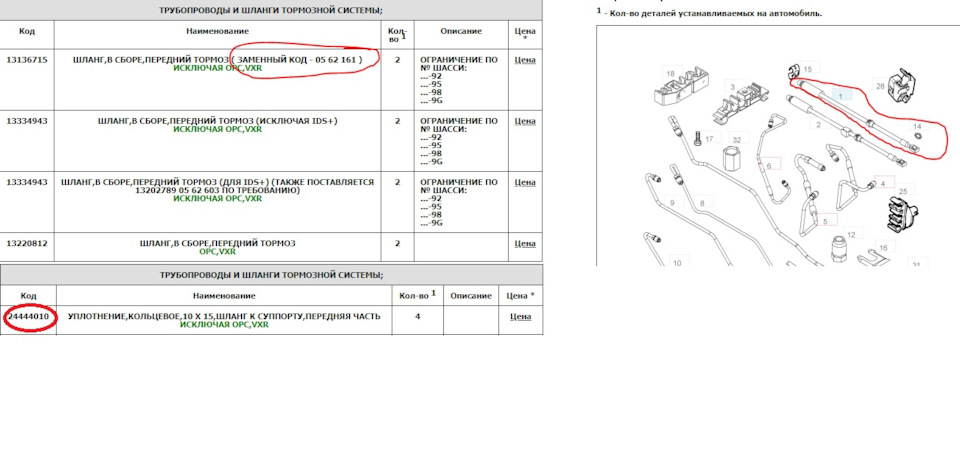 24444010 Комплект уплотнительных колец тормозного шланга (4 шт) GM ...