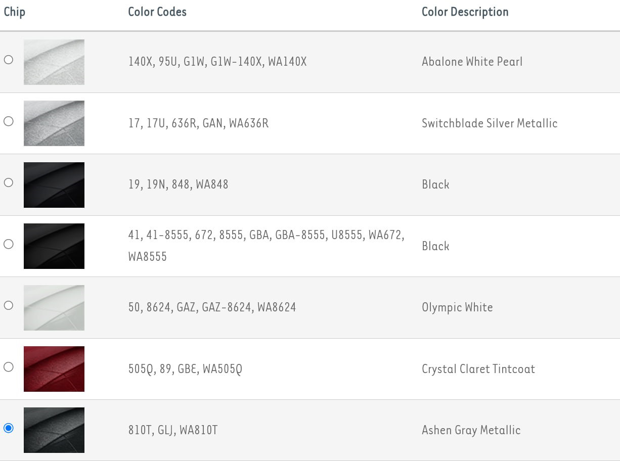 19. Коды заводской краски ELR 2014-2016 — Cadillac ELR, 1,4 л, 2014 ...