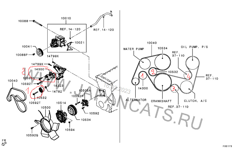 Замена приводных ремней и роликов — Mitsubishi L200 (5G), 2,5 л, 2017 ...