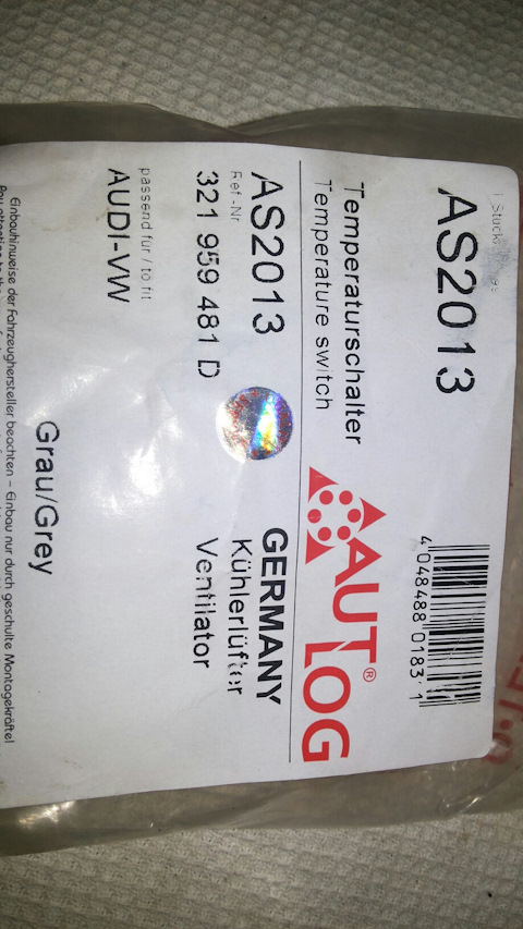 321959481D Термовыключатель, вентилятор радиатора VAG | Запчасти на DRIVE2