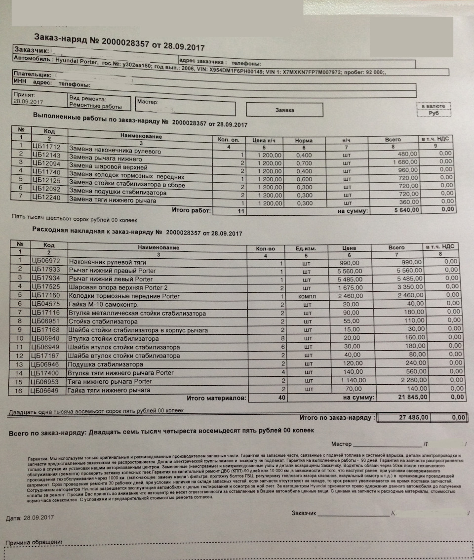 Итоги диагностики. — Hyundai Porter (3G), 2,5 л, 2006 года | визит на ...