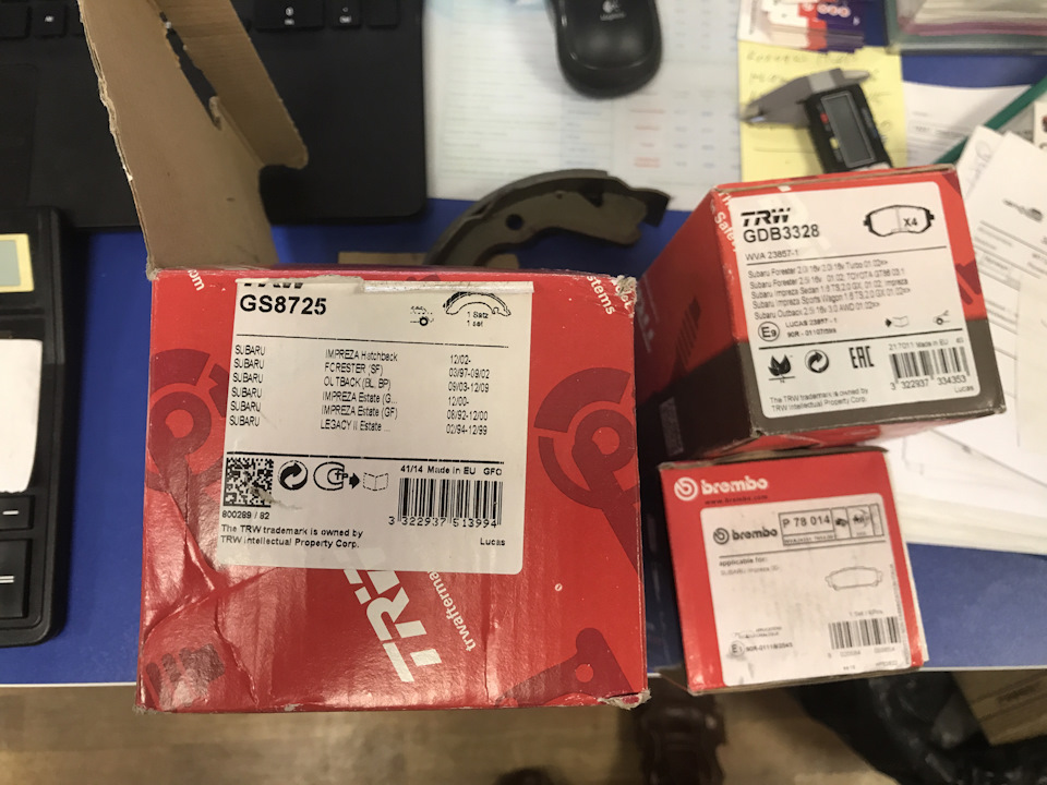 Колодки комплект — Subaru Impreza (GD/GG), 2 л, 2004 года | плановое ТО ...