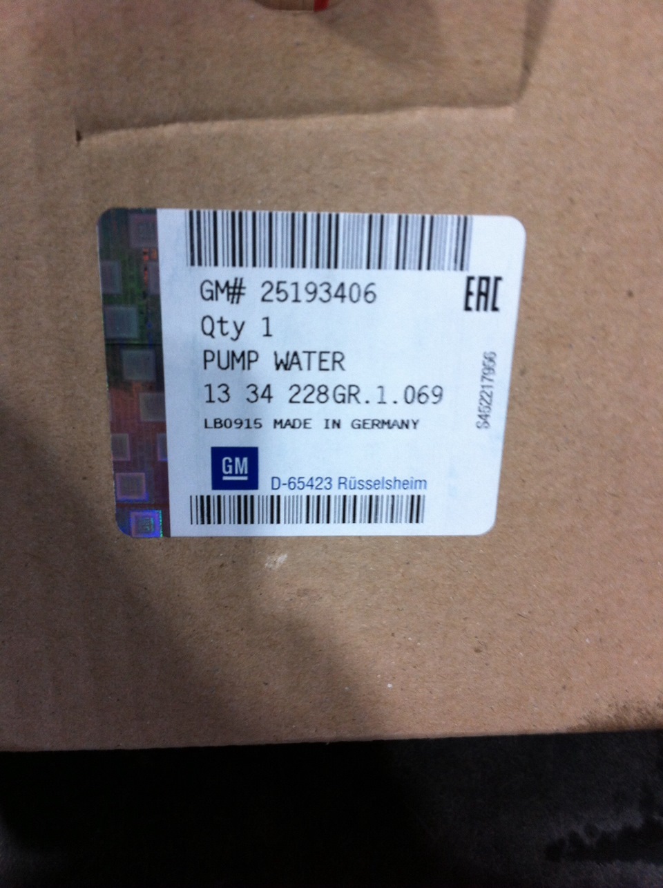 25193406 Насос охлаждающей жидкости GM | Запчасти на DRIVE2