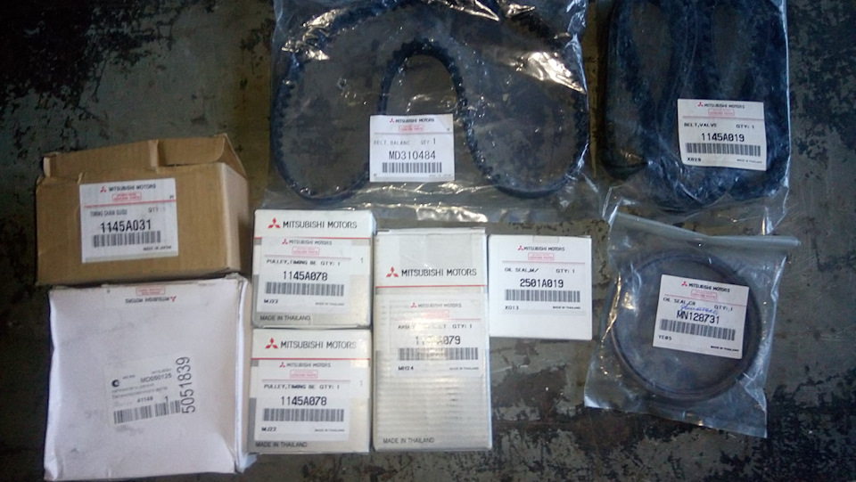 Запчасти для замены ГРМ. — Mitsubishi L200 (4G), 2,5 л, 2007 года ...