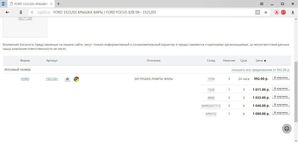 Крышечка габарита — Ford Focus Hatchback II, 1,8 л, 2009 года ...