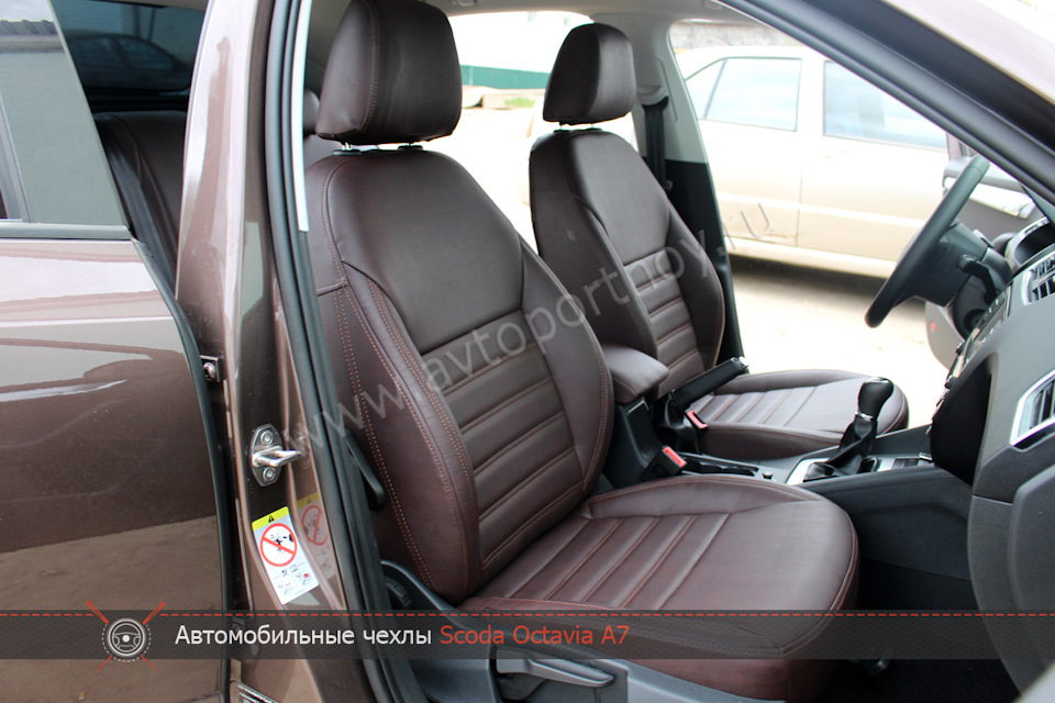 Каркасные автомобильные чехлы из экокожи Mykonos на Skoda Octavia a7 ...