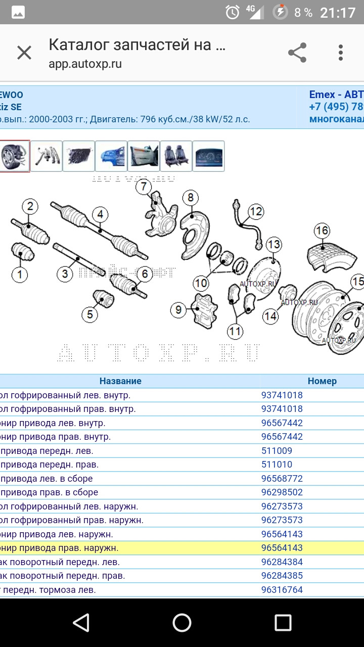 96284384 КУЛАК ПОВОРОТНЫЙ ПРАВЫЙ MATIZ GM | Запчасти на DRIVE2
