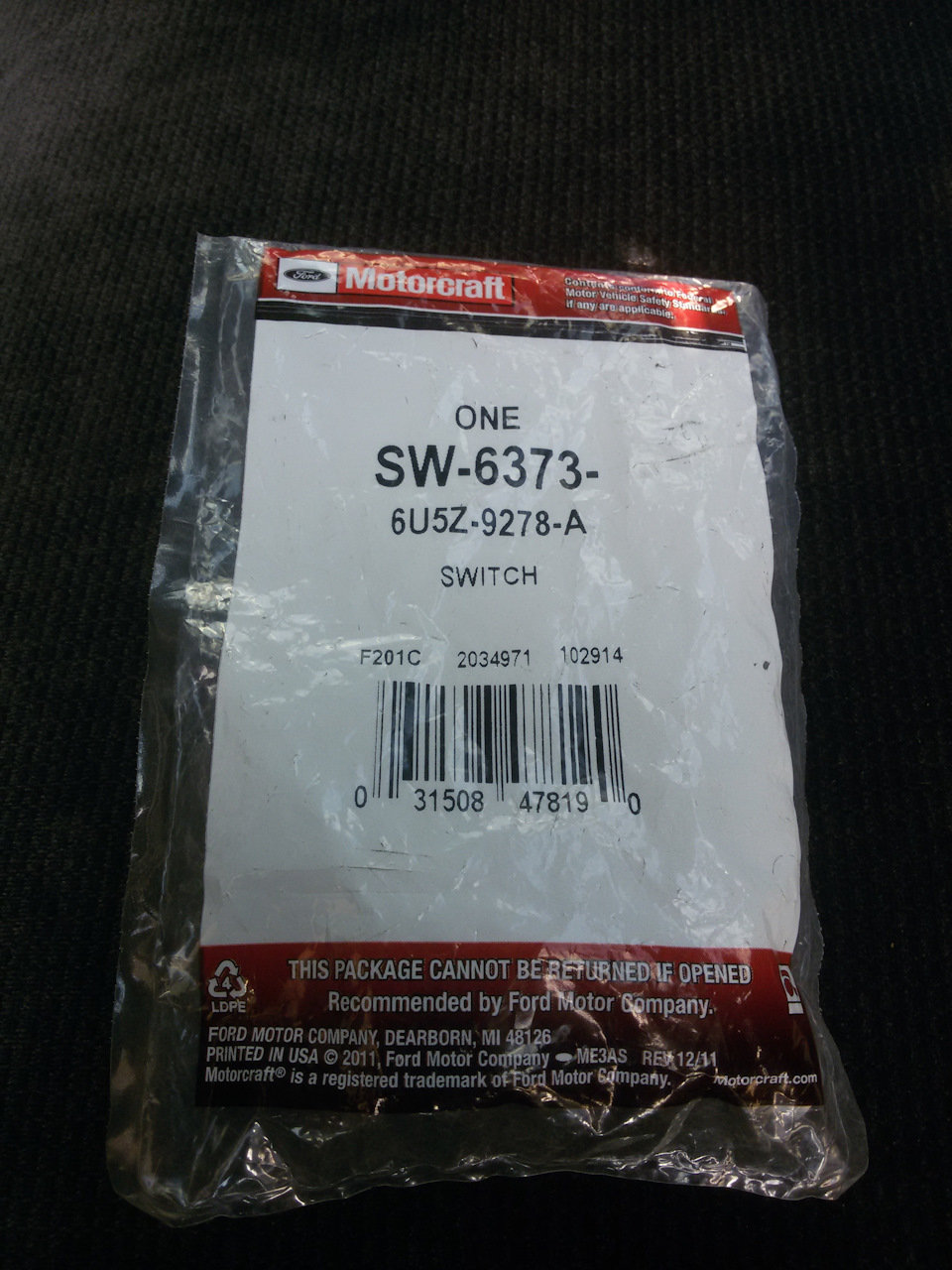 SW6373 Датчик давления масла Motorcraft | Запчасти на DRIVE2