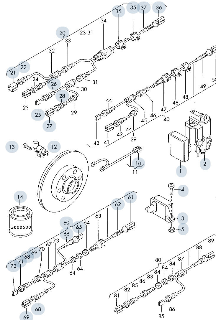 Передняя правая фишка датчика износа колодок — Volkswagen Touareg (1G ...