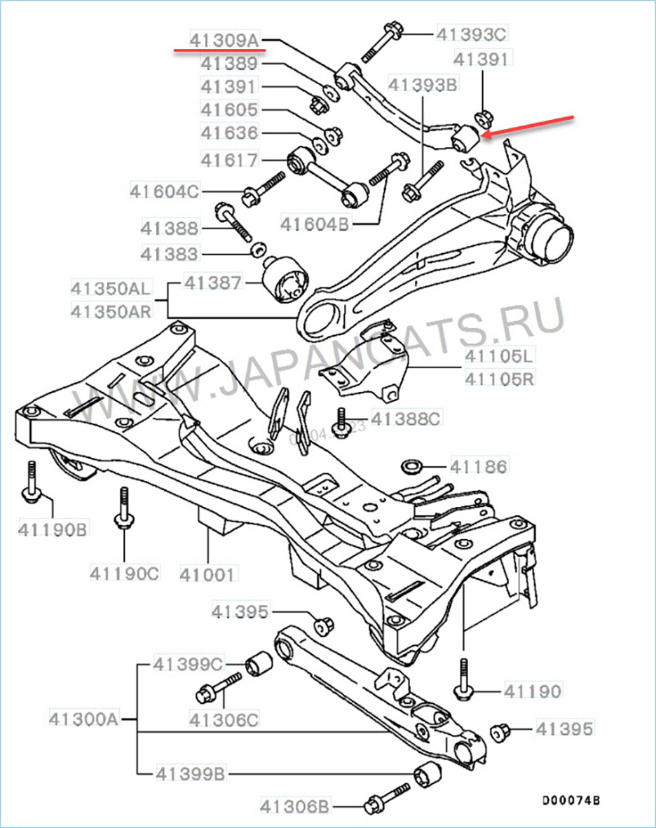 Замена сайлентблока на косом рычаге MN100086 — Mitsubishi Outlander (1G ...
