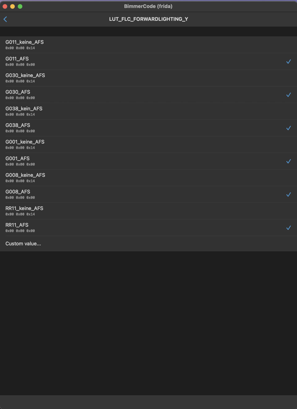 BimmerCode — coding Variable Light Distribution — BMW 5 series (G30), 2 л, 2018 года ...