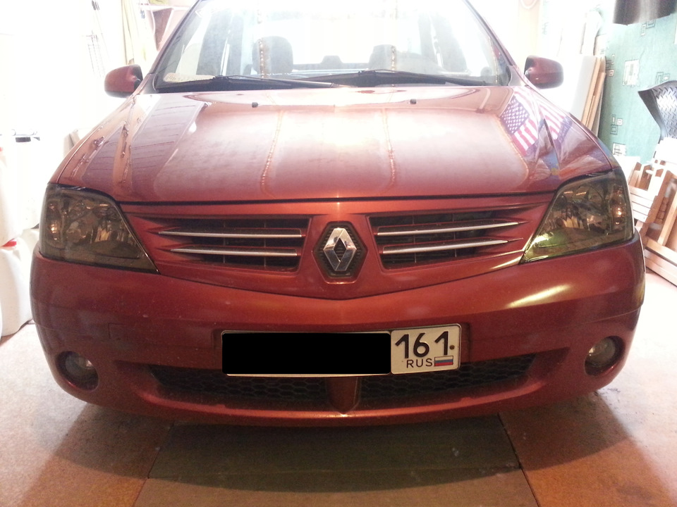 Лёгкий тонер фар и установка ресничек. — Renault Logan (1G), 1,6 л ...