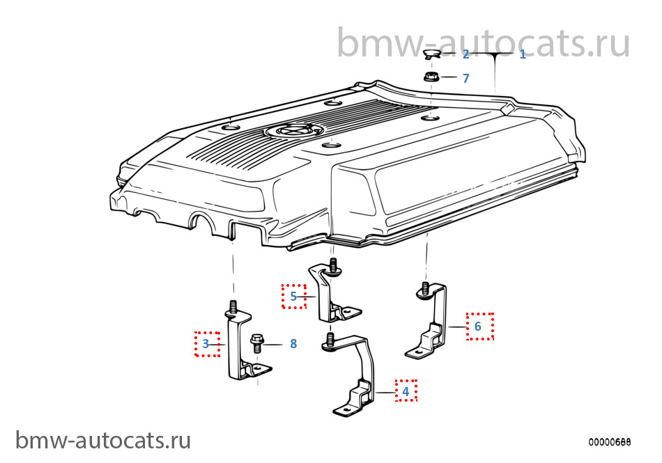 Кронштейны крышки M60 — BMW 5 series (E34), 4 л, 1992 года | запчасти ...