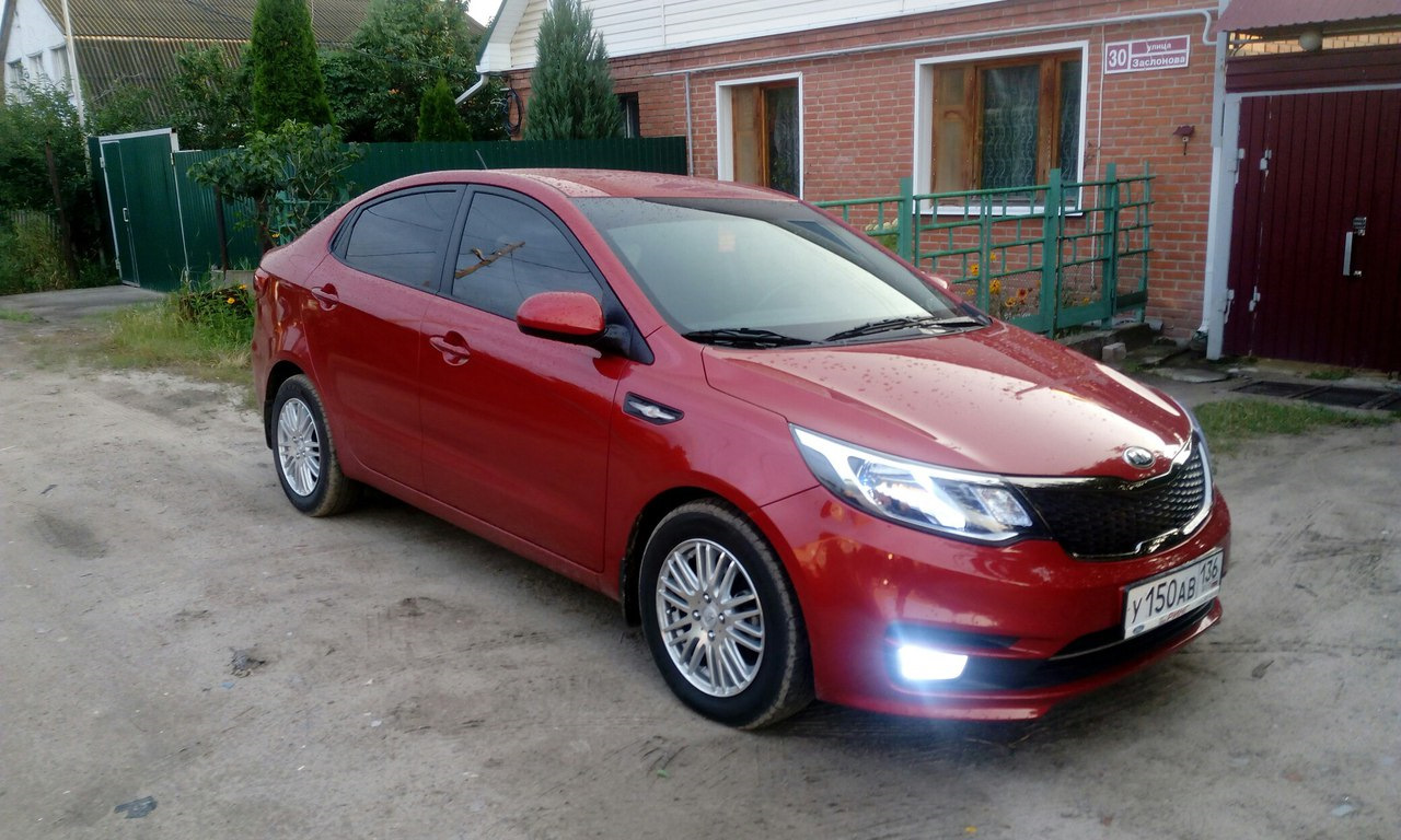 Тонировочка передних стёкол + диоды в ДХО — KIA Rio (3G), 1,6 л, 2015 ...