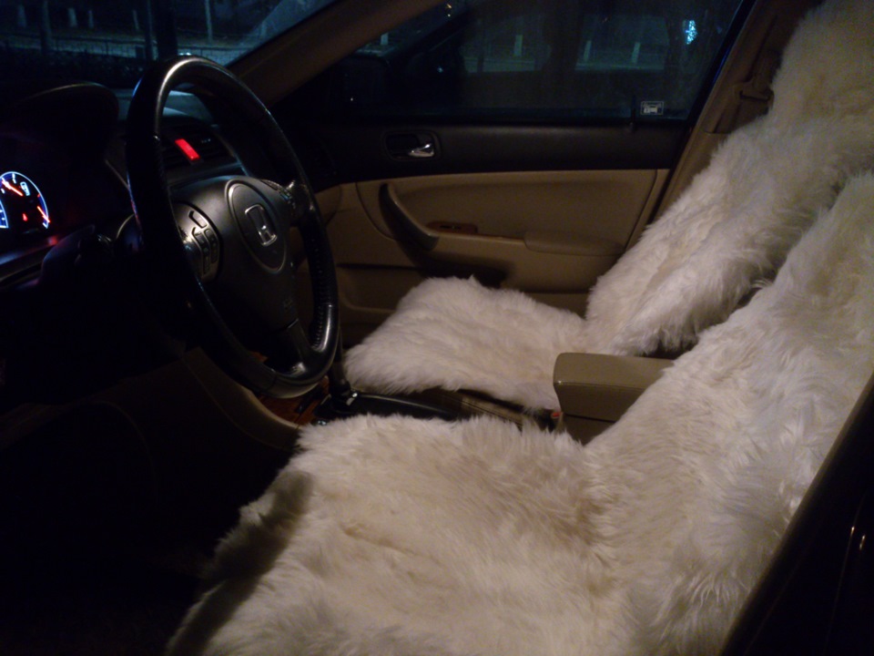 Меховые накидки на сиденья — Honda Accord (7G), 2,4 л, 2005 года ...
