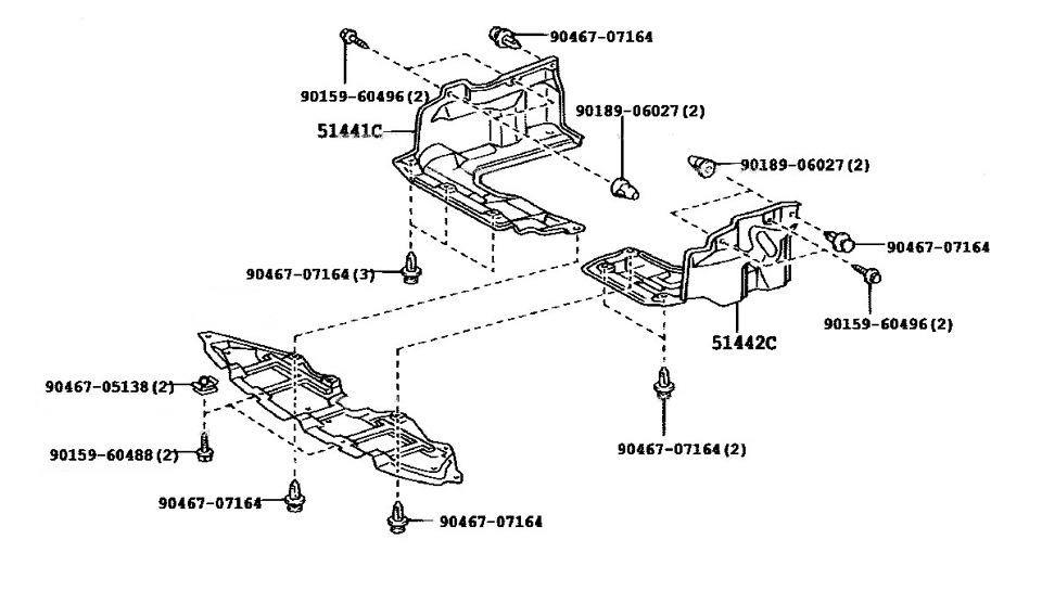 Защита двигателя. Радиатор. Европа, Америка. — Toyota Corolla (120), 1 ...