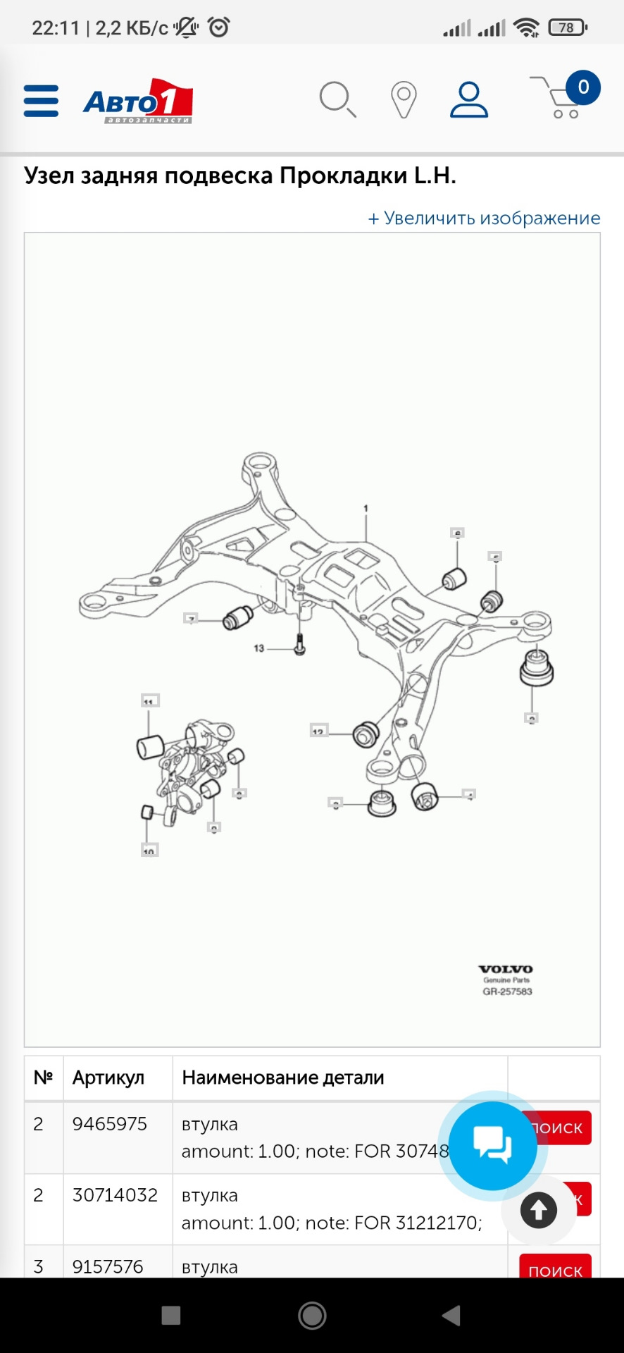 9465975 Сайлентблок Volvo | Запчасти на DRIVE2