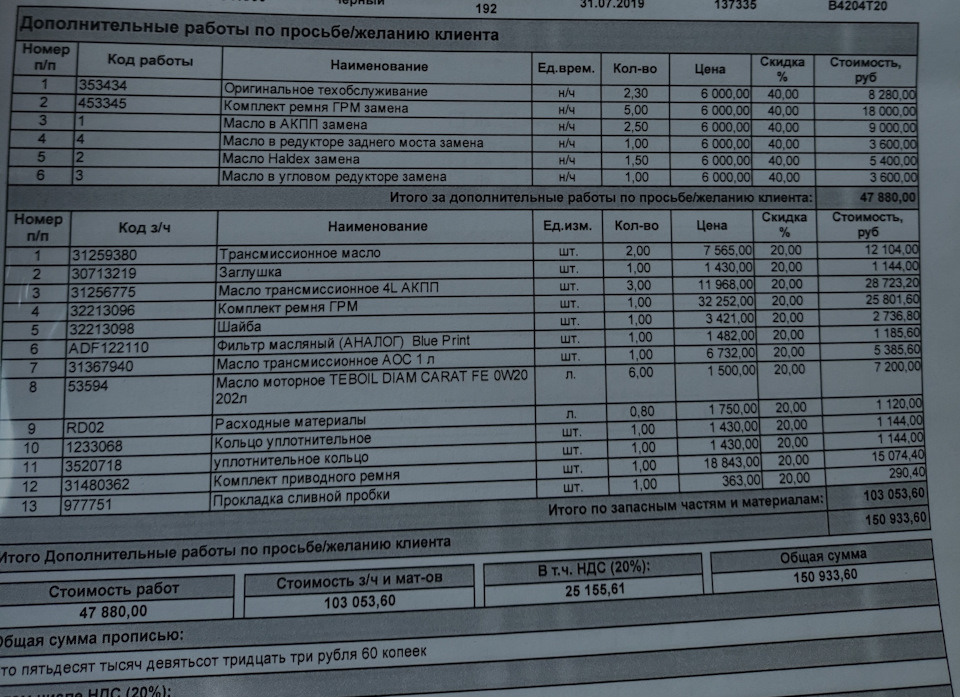 Большое ТО-7. — Volvo XC90 (2G), 2 л, 2019 года | плановое ТО | DRIVE2