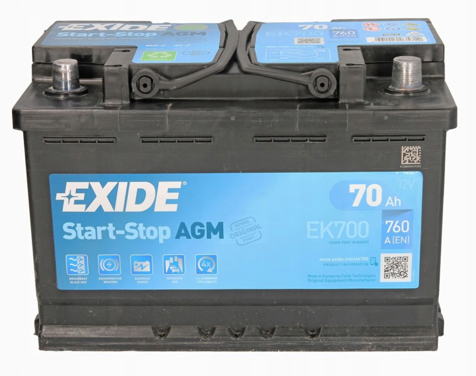 Автомобильный аккумулятор Exide Start-Stop AGM EK700 (70 А/ч) — GMC ...