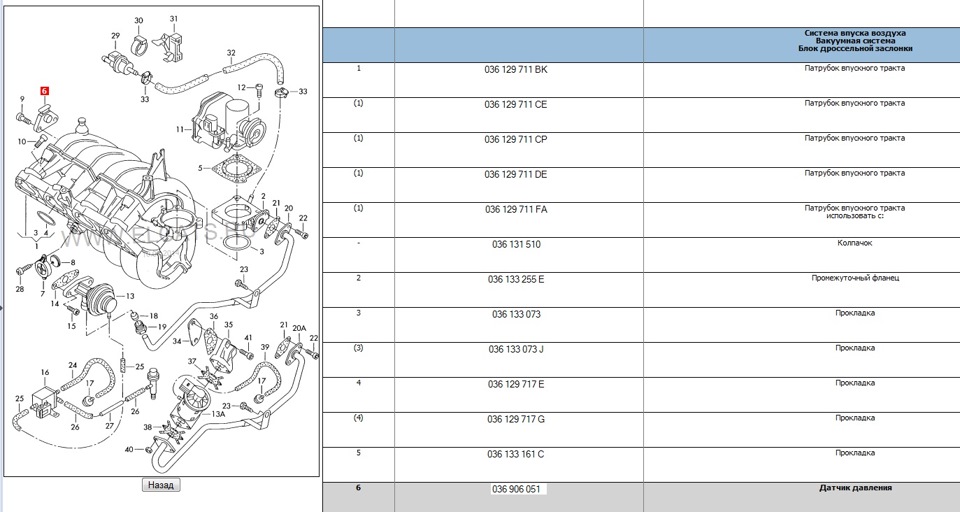 036129717E Прокладка впускного коллектора 4шт на VAG | Запчасти на DRIVE2
