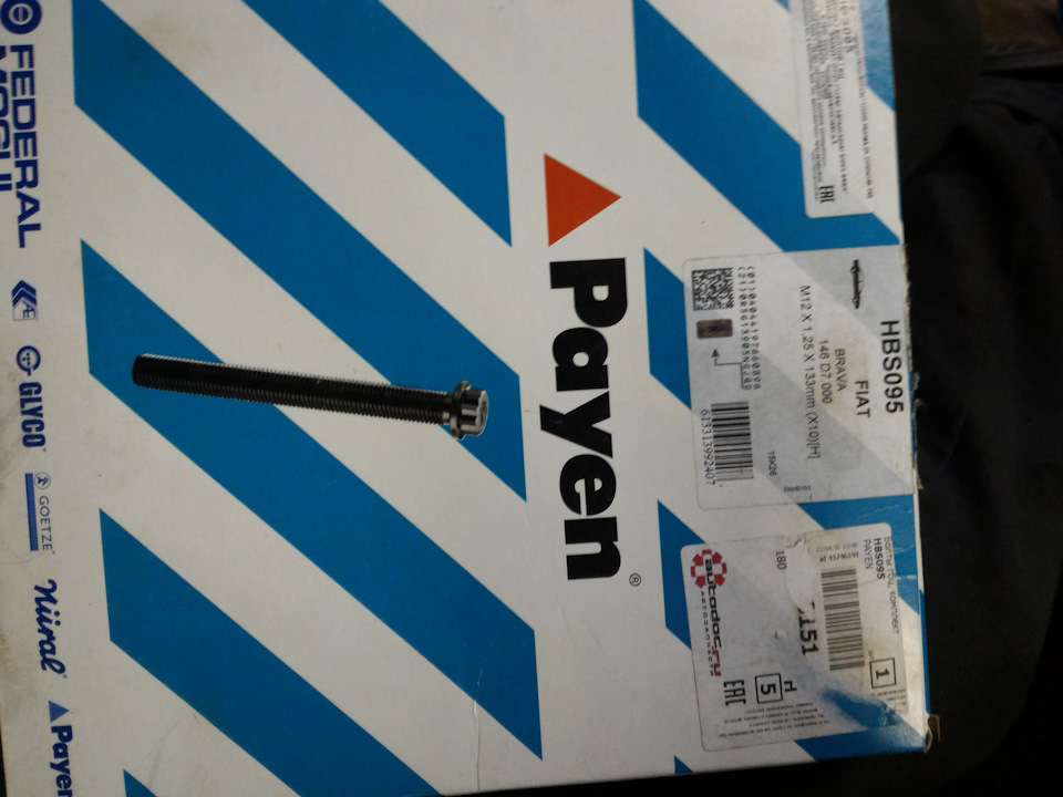 HBS095 Комплект болтов ГБЦ 1.7-1.9D PAYEN | Запчасти на DRIVE2