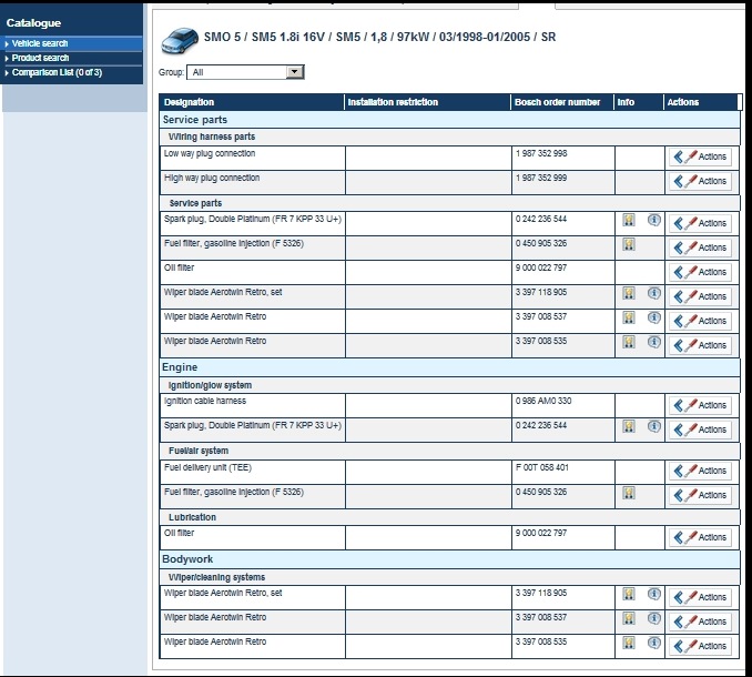 Подбор расходников по Bosch — Samsung SM518 (SQ5), 1,8 л, 2003 года | расходники | DRIVE2