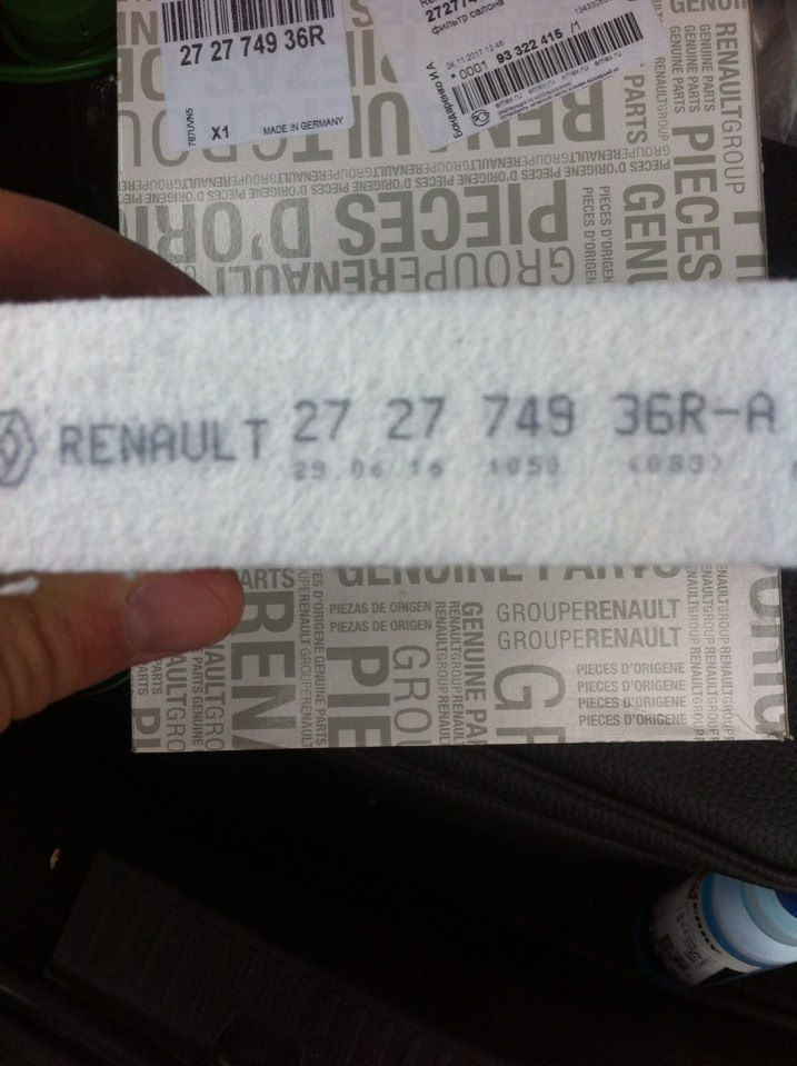 27 27 749 36R фильтр салона — Renault Fluence, 1,6 л, 2013 года ...