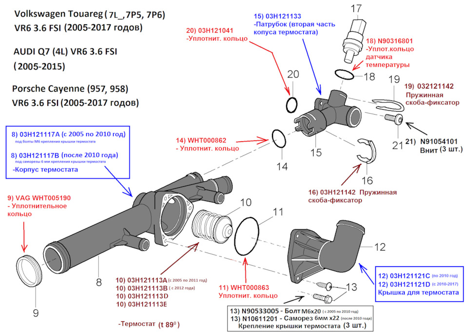 03H121113B Термостат VAG | Запчасти на DRIVE2