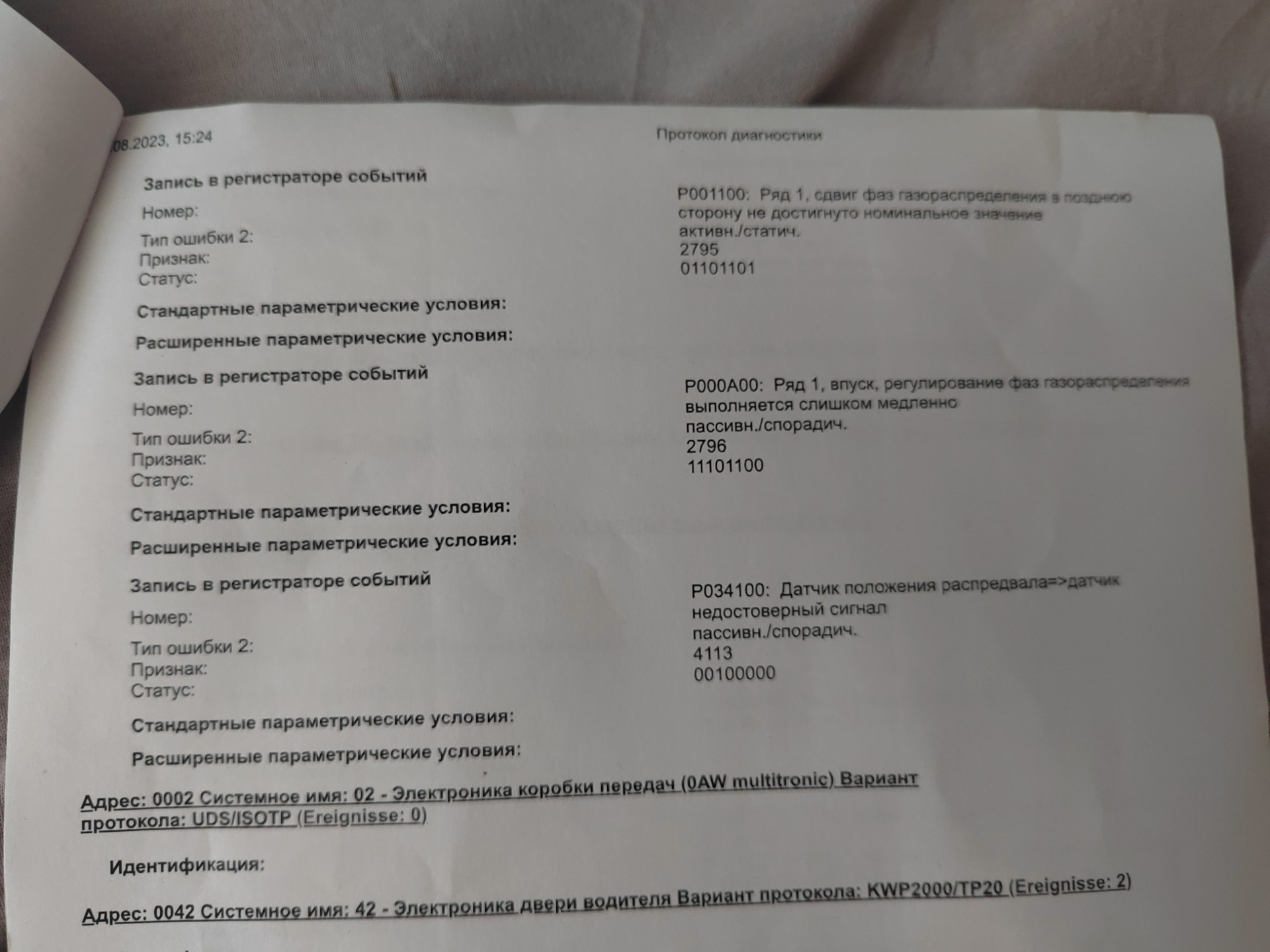 CHECK:Ошибки P0011, P000A, P0341 — Audi A5 (1G), 1,8 л, 2008 года ...