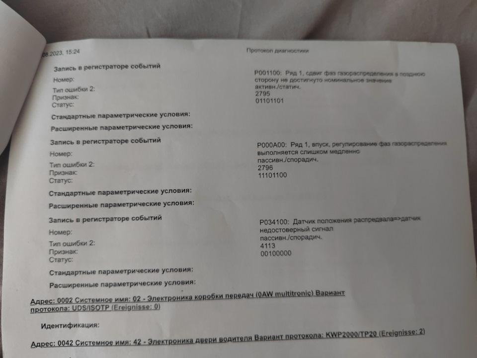 CHECK:Ошибки P0011, P000A, P0341 — Audi A5 (1G), 1,8 л, 2008 года ...