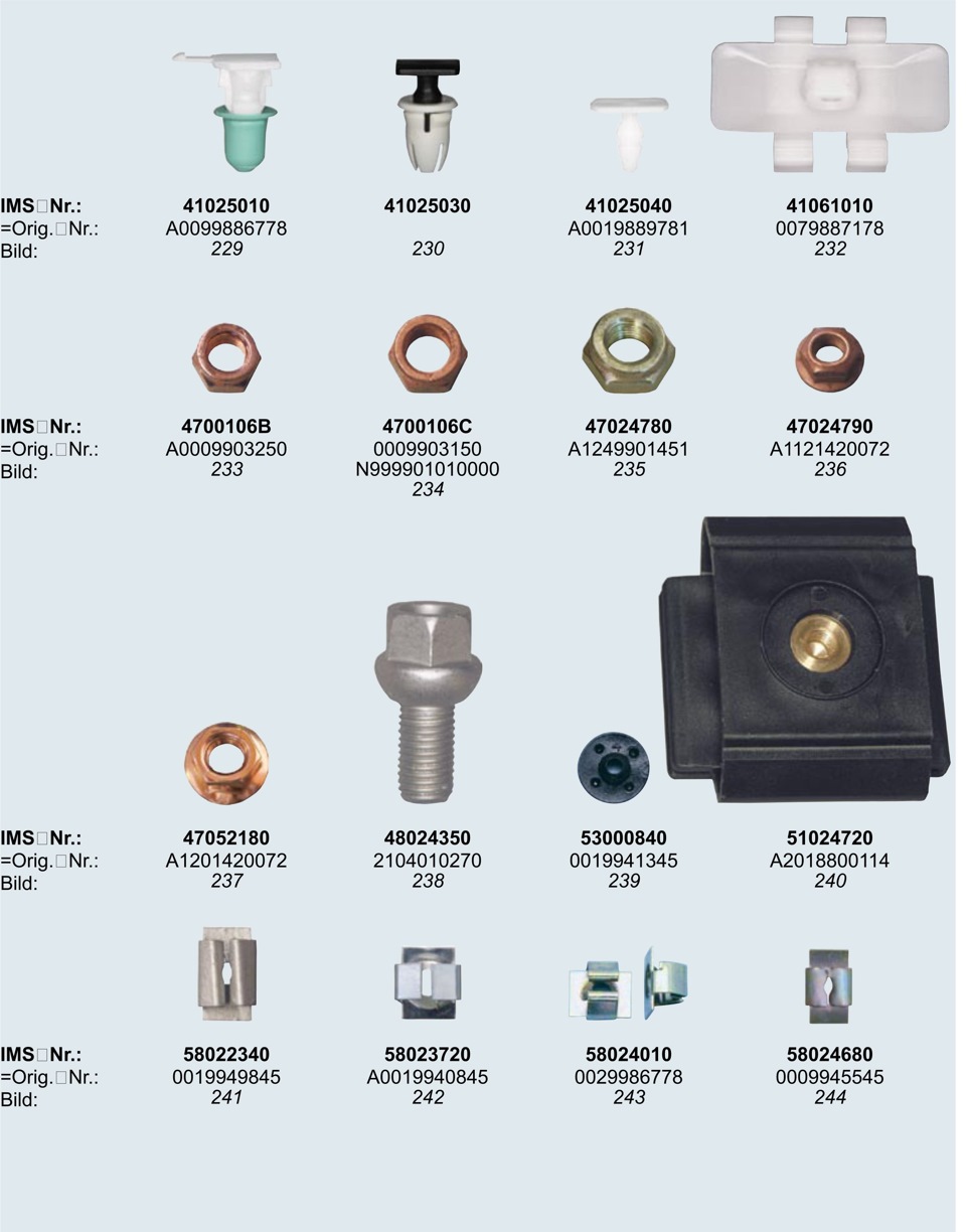 Каталог клипс и крепежей Mercedes — Mercedes-Benz CLK (W208), 2,3 л ...