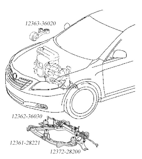 1237228200 ОПОРА ДВИГАТЕЛЯ ЛЕВАЯ (L) TOYOTA CAMRY (06-11), LEXUS ES240 ...