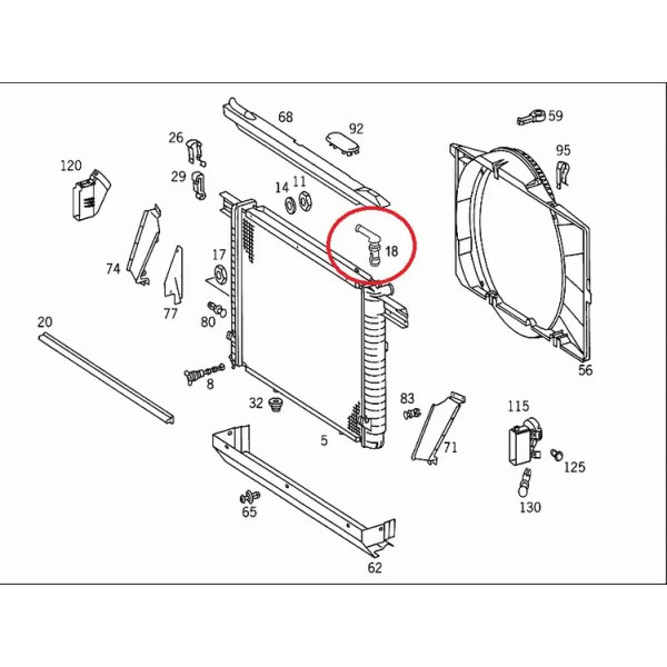 Штуцер радиатора (фланец) Mercedes W124, A124, C124, R107, R129, S124 ...