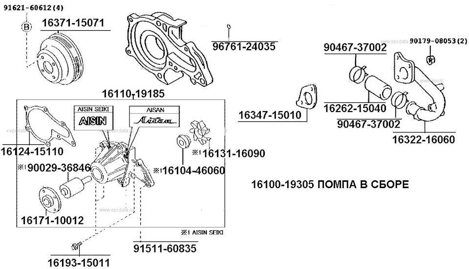 9676124035 Кольцо уплотнительное насоса системы охлаждения 96761-24035 ...