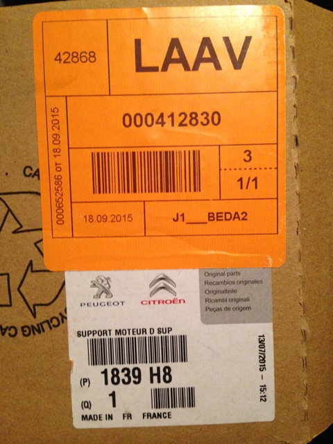 1839H8 Опора двигателя Peugeot Citroen | Запчасти на DRIVE2