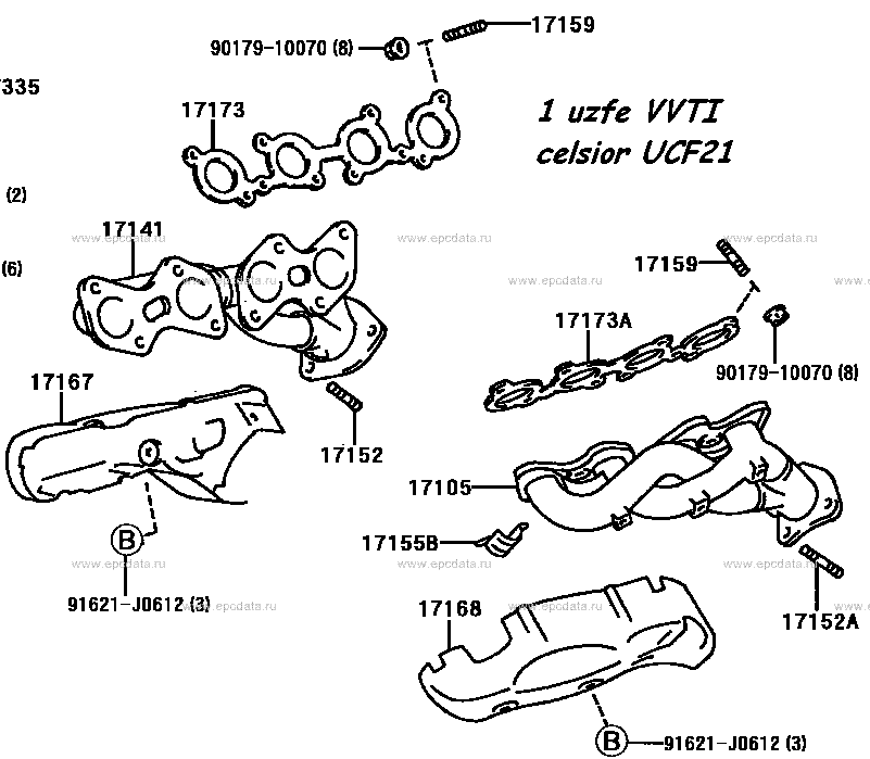 9017910070 Гайка крепления приемной трубы глушителя TOYOTA TOYOTA LEXUS ...