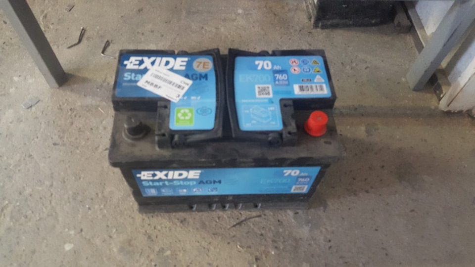 Аккумулятор Exide ek700 Start-Stop 70A — Lada Гранта (1G), 1,6 л, 2017 ...