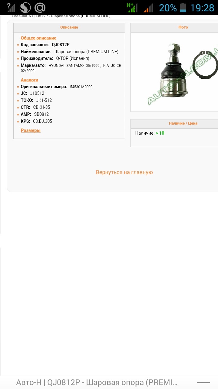 CBKH35 Шаровая опора CTR | Запчасти на DRIVE2