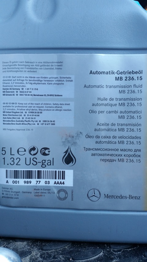 A0019897703AAA4 МАСЛО ТРАНСМИССИОННОЕ 5Л MB 236.15 Mercedes | Запчасти ...