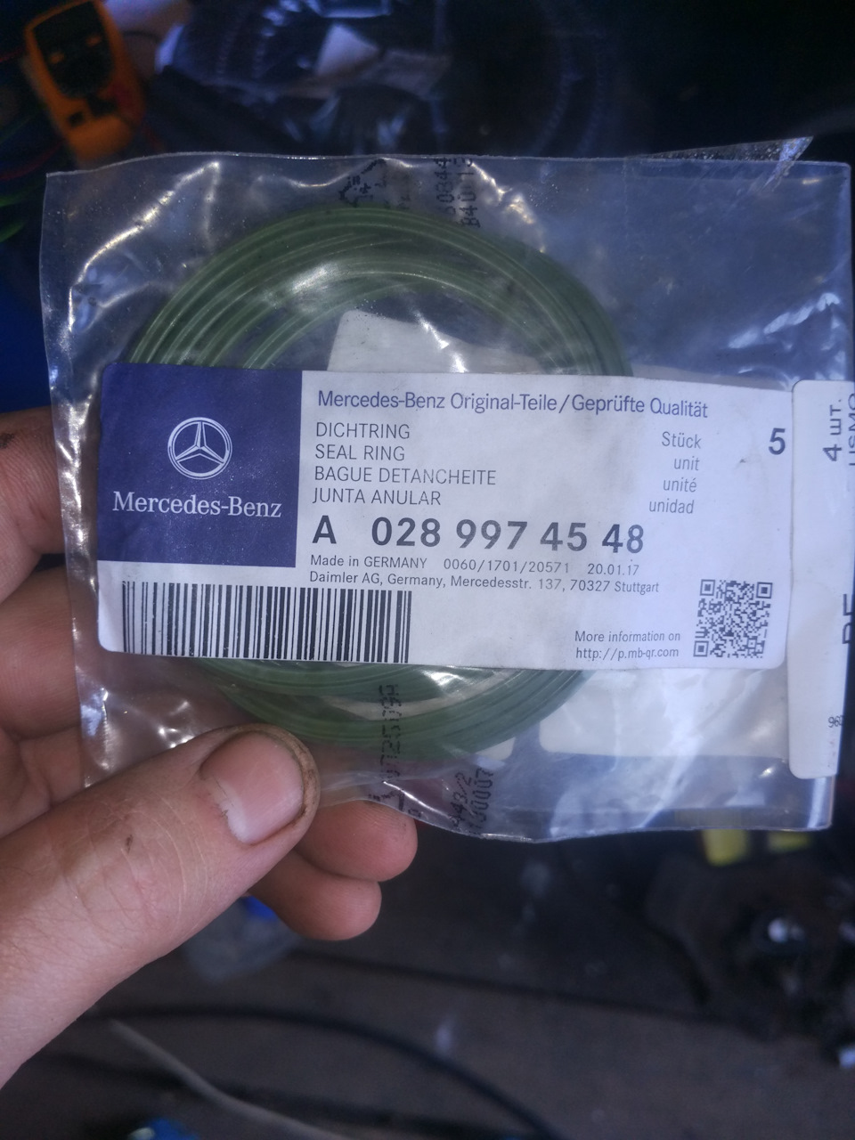 A0289974548 Кольцо уплотнительное трубки радиатора Mercedes | Запчасти ...