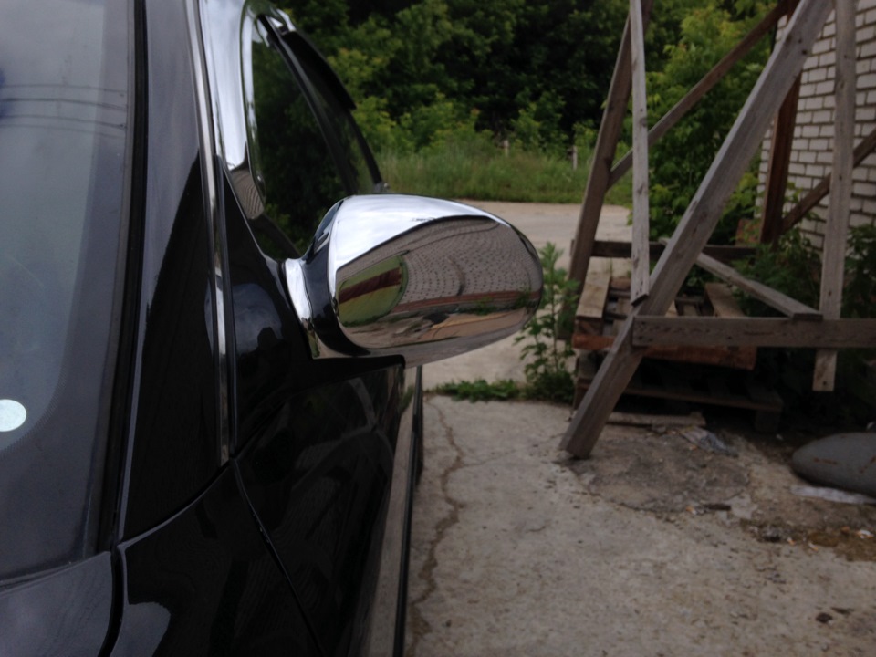 Хромированные накладки на зеркала. — Hyundai Sonata IV (EF), 2 л, 2008 ...